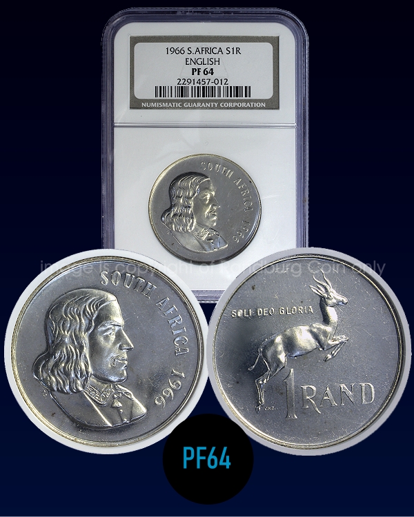 1966 Silver R1 Republic South Africa English Legend Graded Coins | RSA ...
