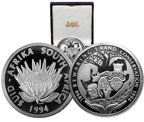 1994 Silver R1 Proof Conservation and 1995 Silver R1 Proof Railway plus ...