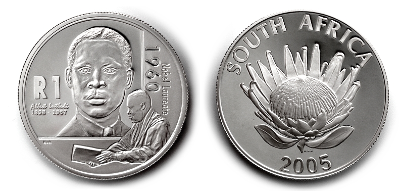 2005 2006 2007 2008 Protea 5 Silver Proof R1 Coins in round capsules ...