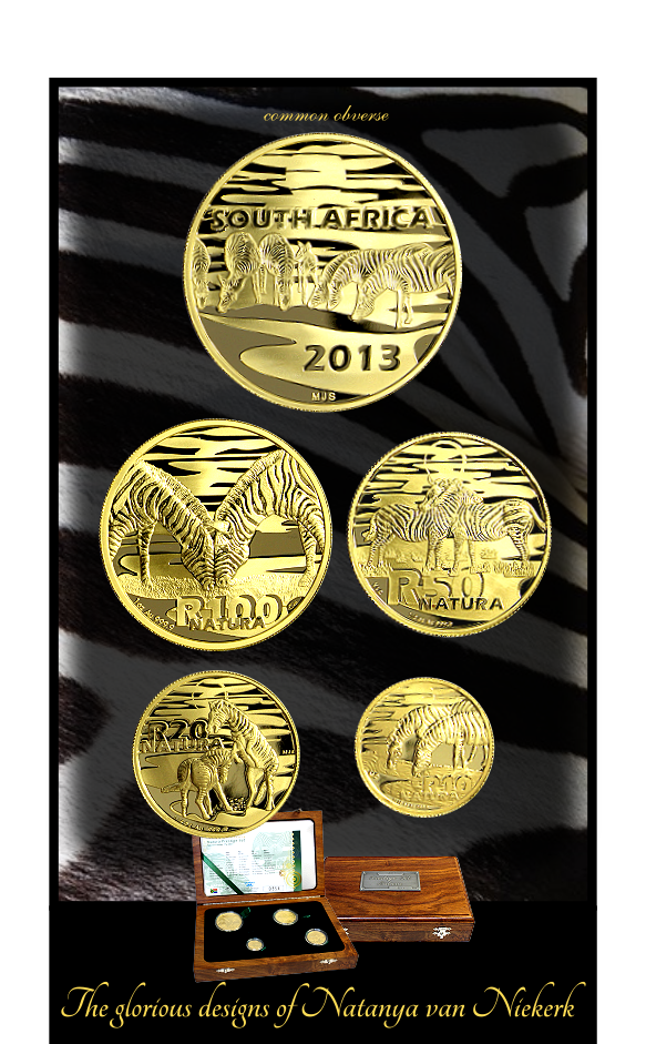 2013 1oz 1/2oz 1/4 oz 1/10 oz Gold Proof Prestige Zebra Natura 4 Coin Set