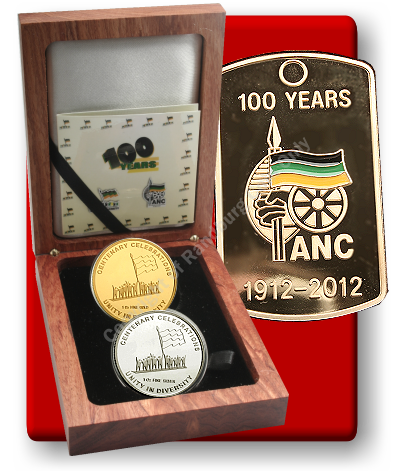Gold Proof ANC 100Yr Centenary Set - 1oz Gold Mandela Medallion And 1oz ...