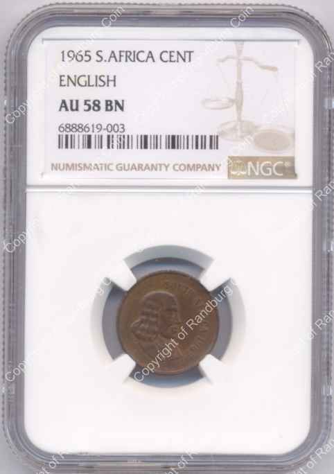 One Cent - *#* 1965 SA One Cent English NGC Slabbed AU 58 BN - LOW ...
