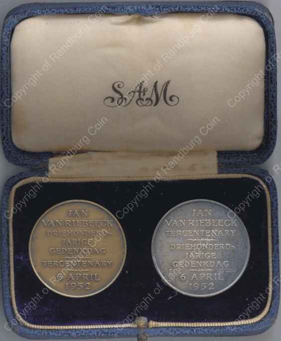 1952 Copper and Silver Jan van Riebeeck Tercentenary Anniversary ...