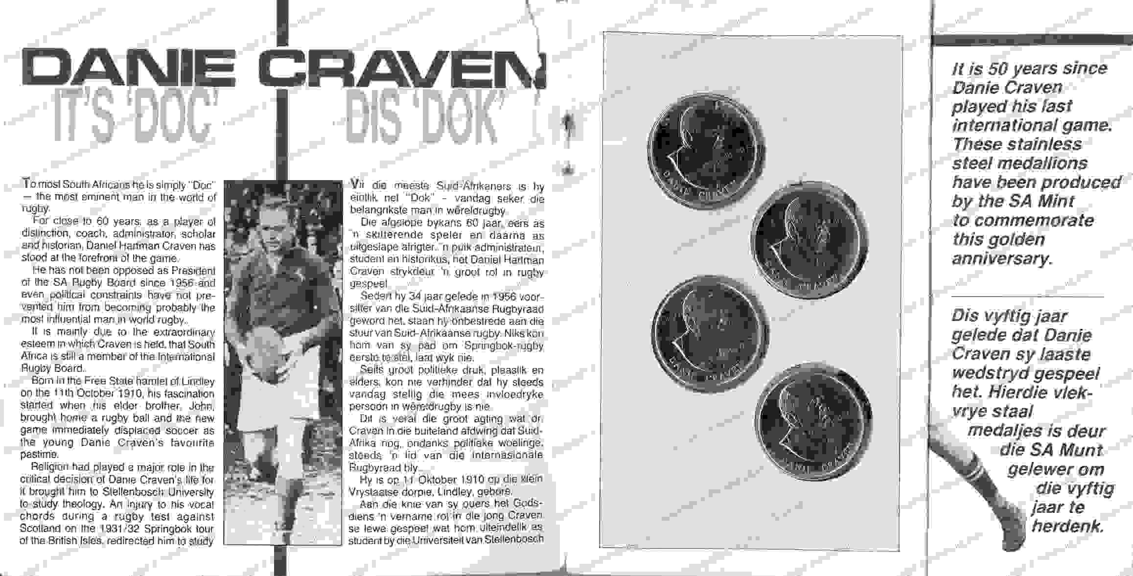 Danie Craven Medallions Folder