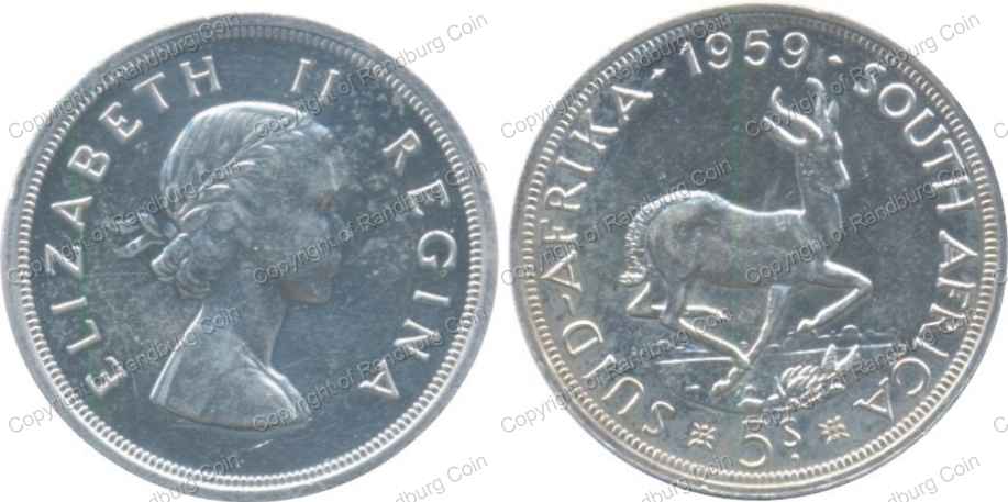 Five Shillings - *#* 1959 South African Silver CROWN - Judge grade ...