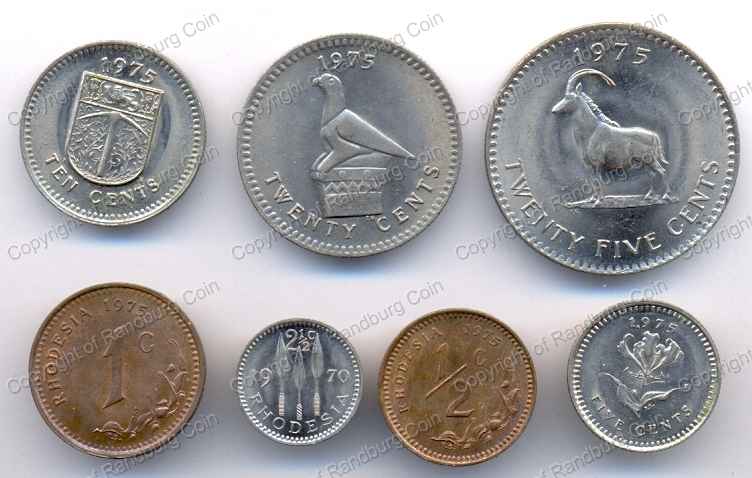 Africa - *#* Rhodesian 1975 Uncirculated Coin Set (5 x1975, 1 x 1976 ...